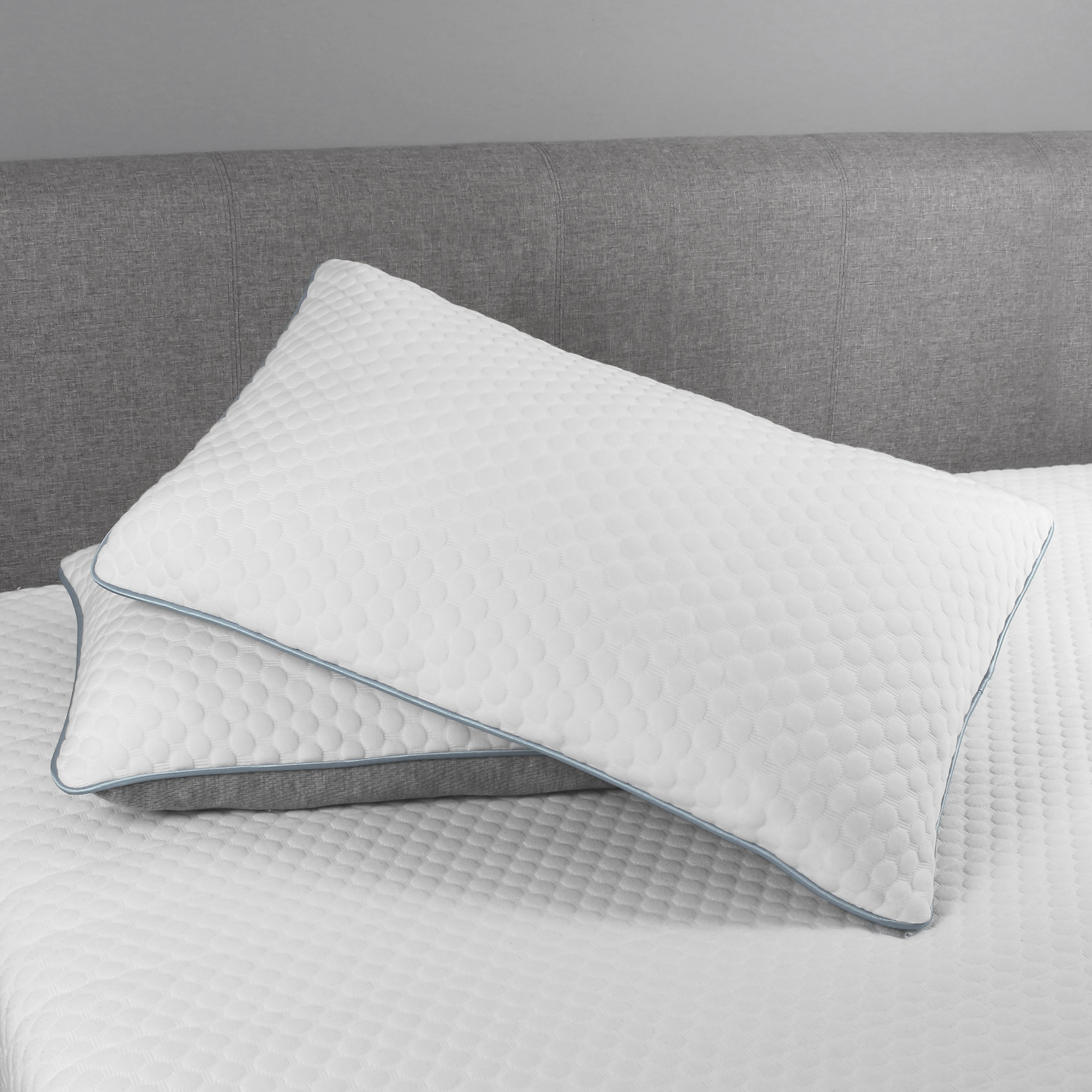 Comfort All Foam Pillow with Premium Zip Cover Grey Piping 1